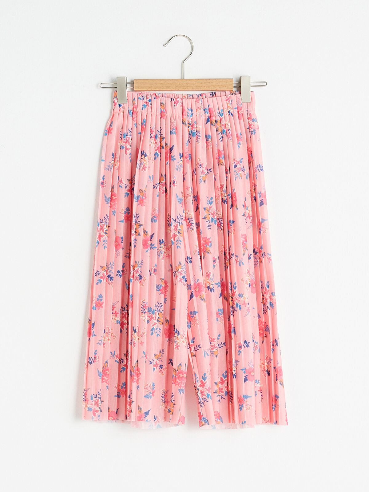 Beli Lastikli Desenli Geniş Paça Pileli Kız Çocuk Pantolon