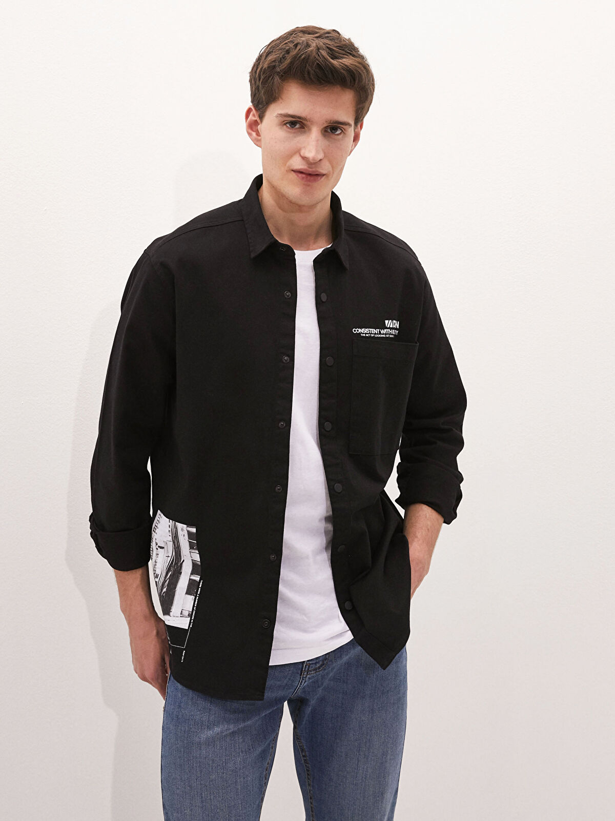 LCW CASUAL Oversize Uzun Kollu Gabardin Erkek Gömlek