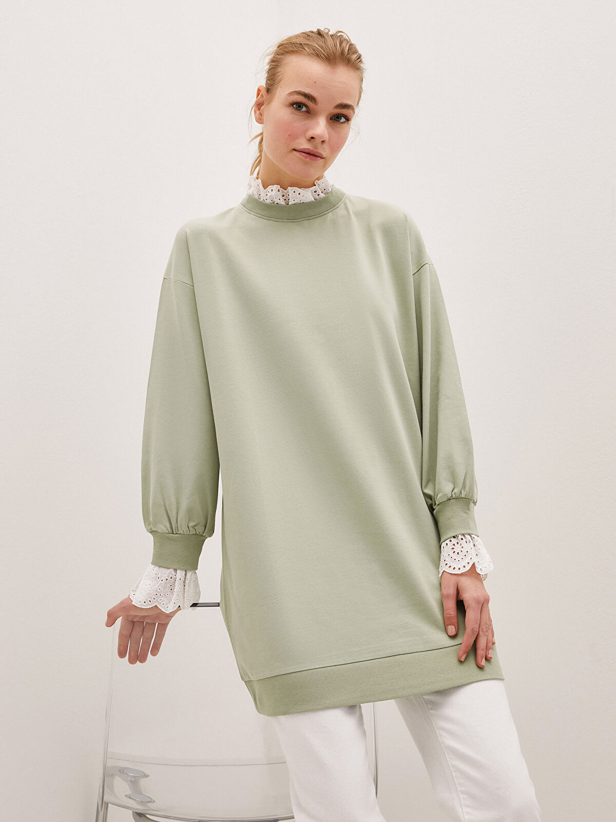 MODEST Bisiklet Yaka Dantel Detaylı Uzun Kollu Kadın Tunik MODEST Bisiklet Yaka Dantel Detaylı Uzun Kollu Kadın Tunik