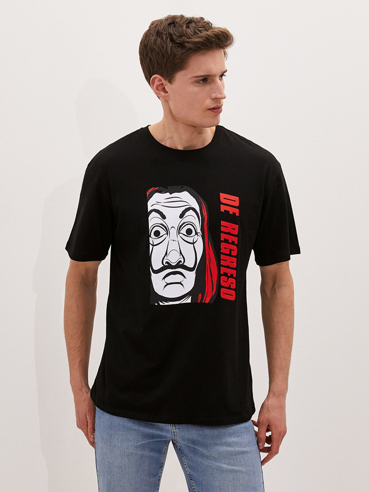 LCW CASUAL Bisiklet Yaka Kısa Kollu La Casa De Papel Baskılı Penye Erkek Tişört