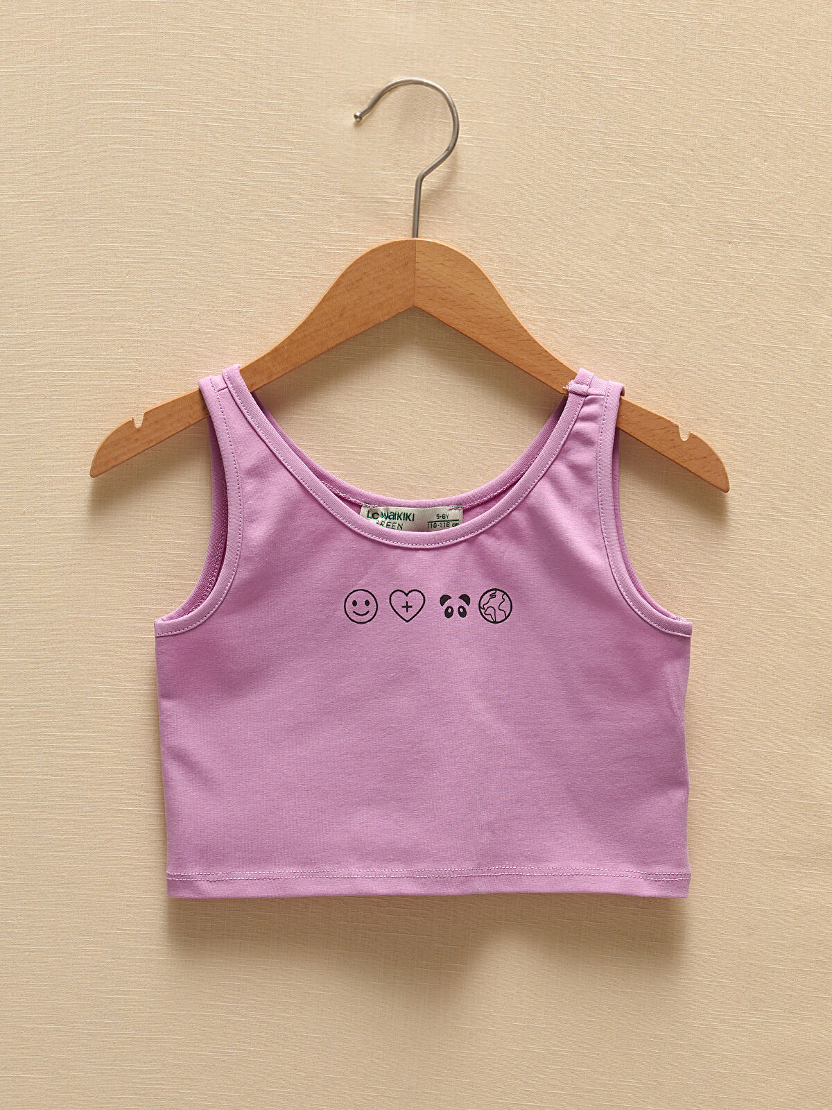 LCW GREEN Bisiklet Yaka Baskılı Organik Pamuklu Kız Çocuk Atlet LCW GREEN Bisiklet Yaka Baskılı Organik Pamuklu Kız Çocuk Atlet