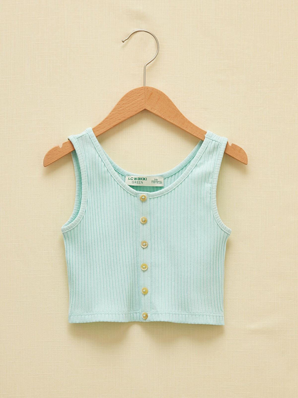 LCW GREEN Bisiklet Yaka Düğme Detaylı Organik Pamuklu Kız Çocuk Atlet