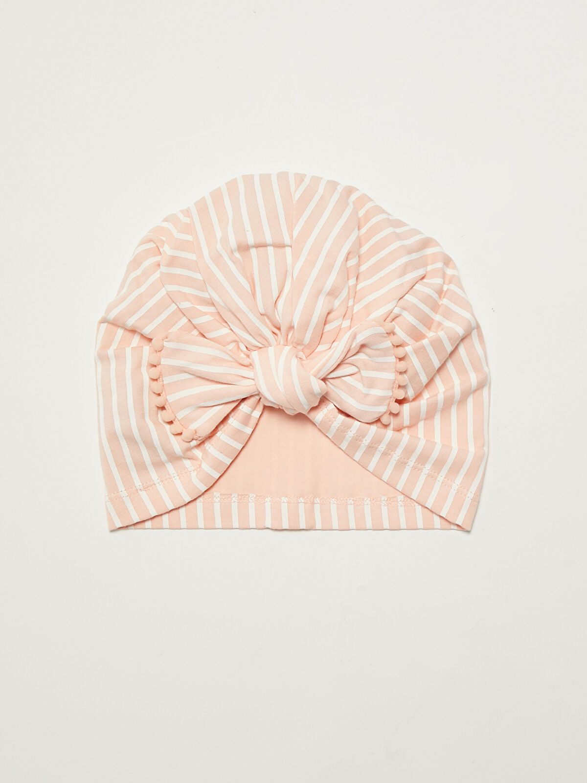 Fiyonk Detaylı Çizgili Kız Bebek Bere