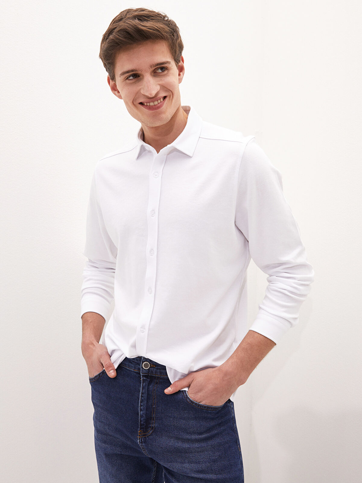 LCW CASUAL Slim Fit Uzun Kollu Erkek Gömlek