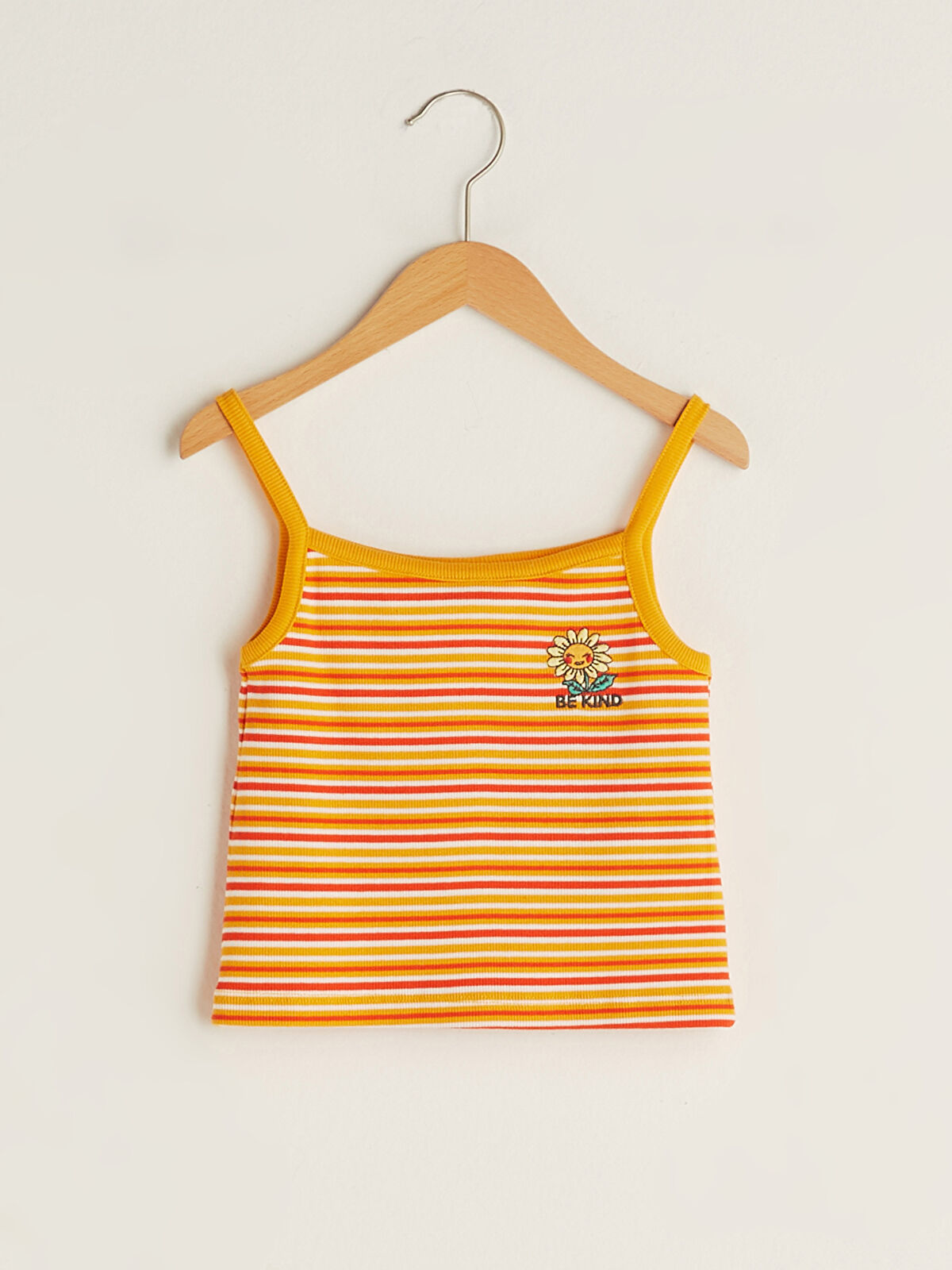 Kare Yaka Askılı Çizgili Pamuklu Kız Çocuk Atlet