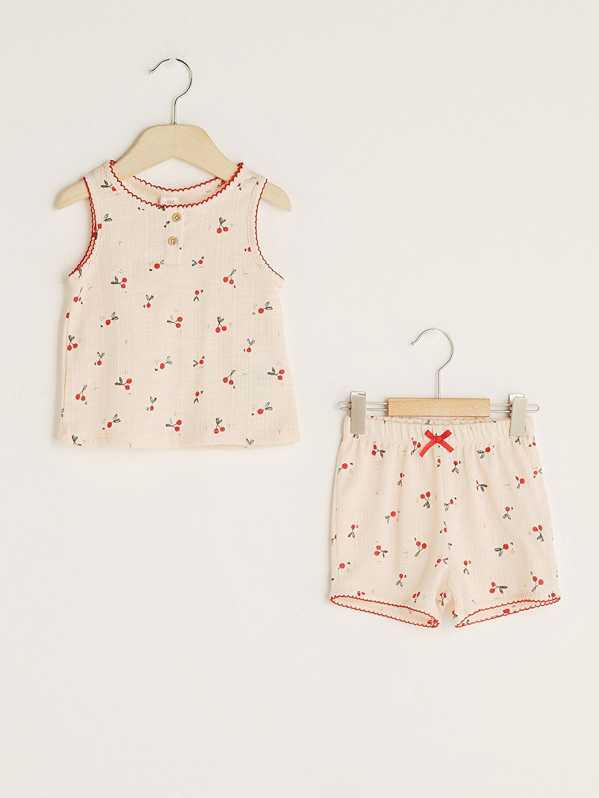 Bisiklet Yaka Baskılı Kız Bebek Atlet ve Şort 2'li Takım