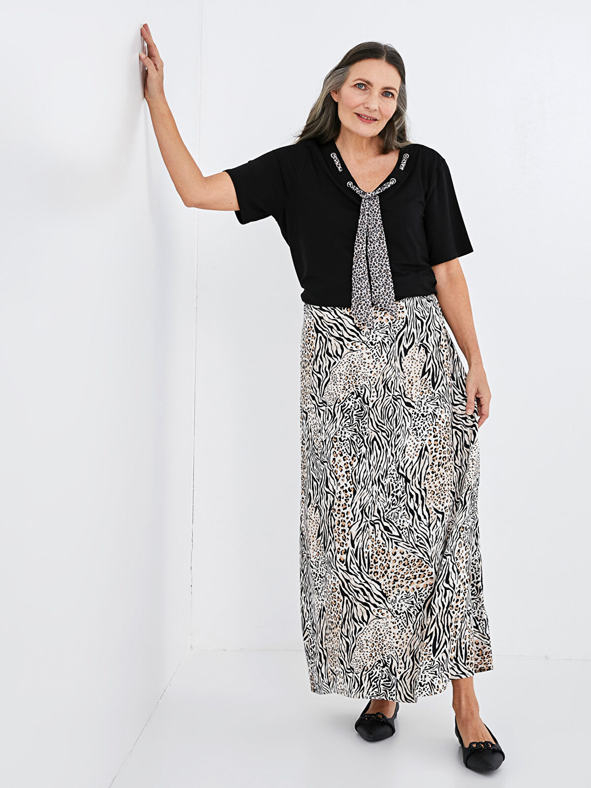 LCW GRACE Beli Lastikli Desenli Belmando Kumaş Kadın Etek