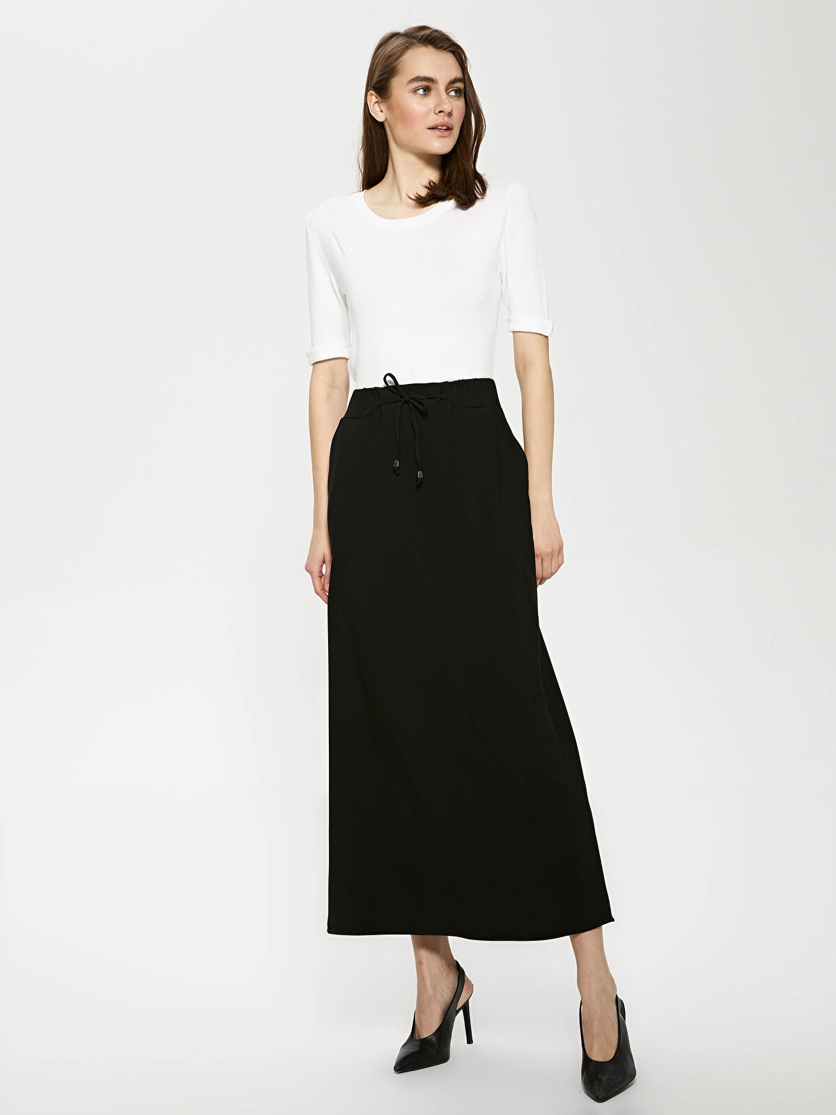 LCW GRACE Beli Lastikli Kadın Uzun Etek
