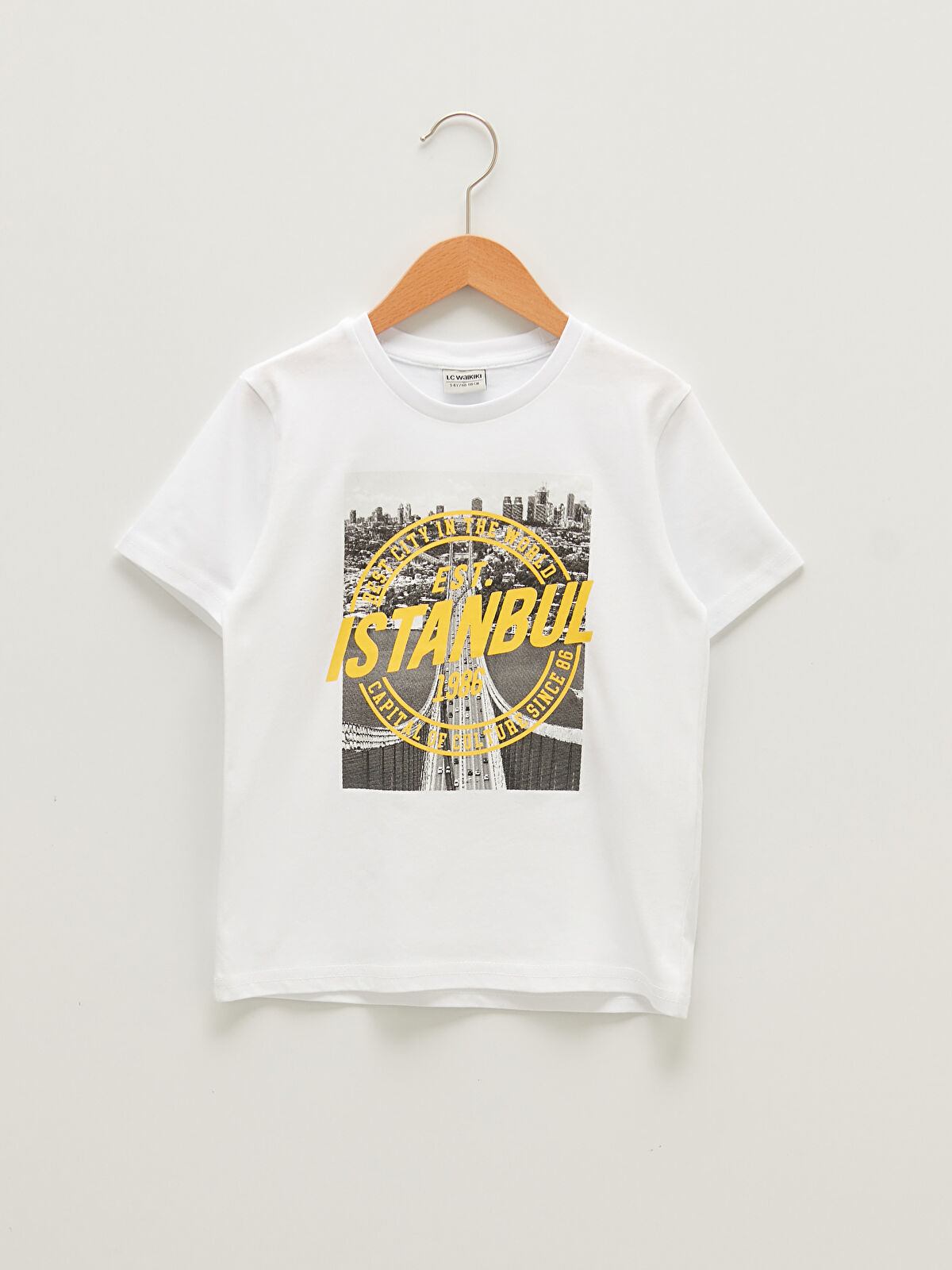 Bisiklet Yaka İstanbul Baskılı Kısa Kollu Erkek Çocuk Tişört