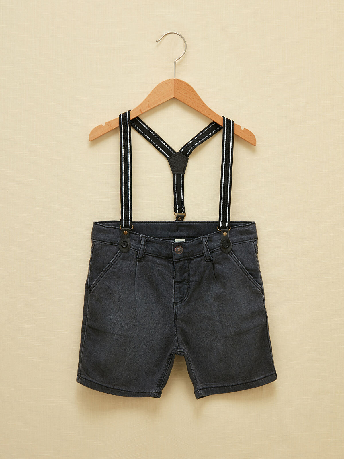 Basic Erkek Bebek Jean Şort ve Pantolon Askısı 2'li Takım