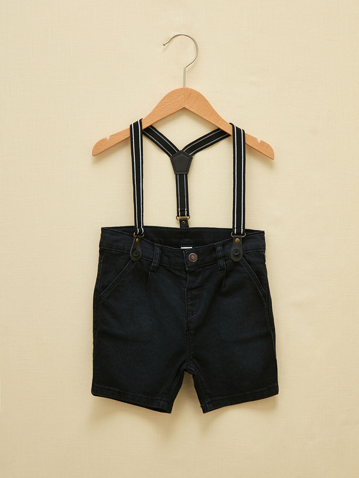 Basic Erkek Bebek Jean Şort ve Pantolon Askısı 2'li Takım