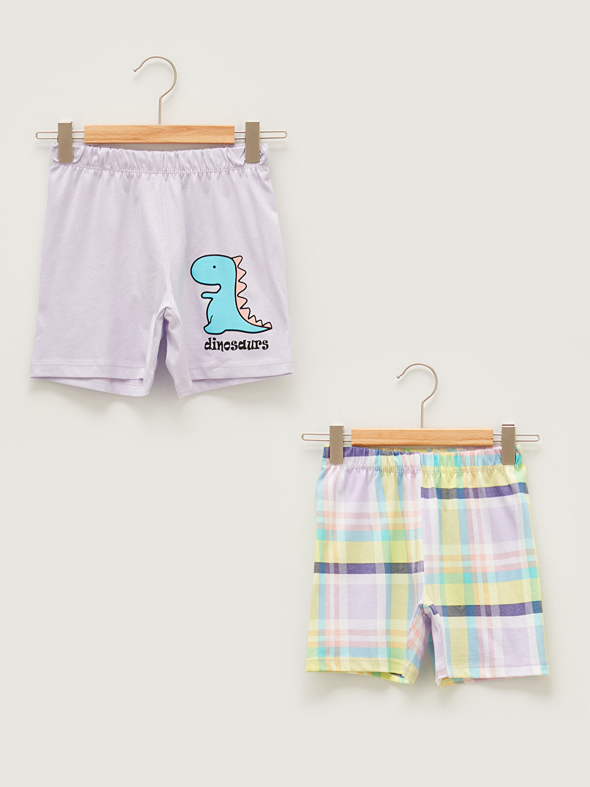 Beli Lastikli Baskılı Pamuklu Kız Çocuk Şortlu Pijama Alt 2'li