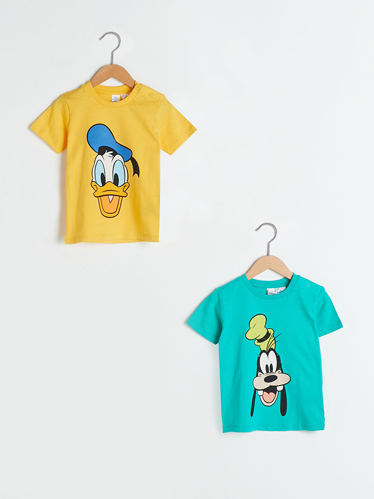 Bisiklet Yaka Kısa Kollu Donald Duck Baskılı Erkek Bebek Tişört 2'li