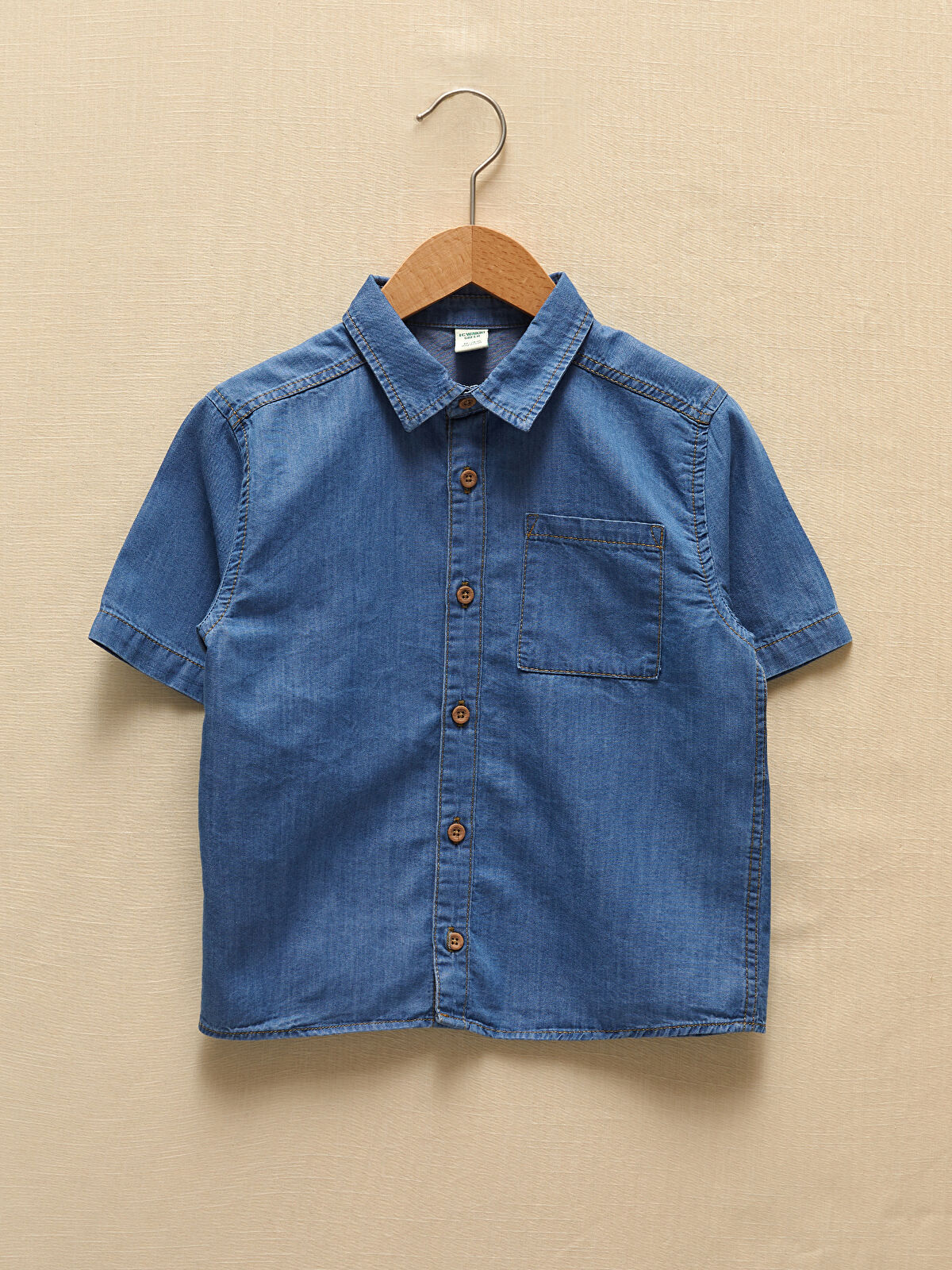 LCW GREEN Kısa Kollu Basic Erkek Bebek Jean Gömlek