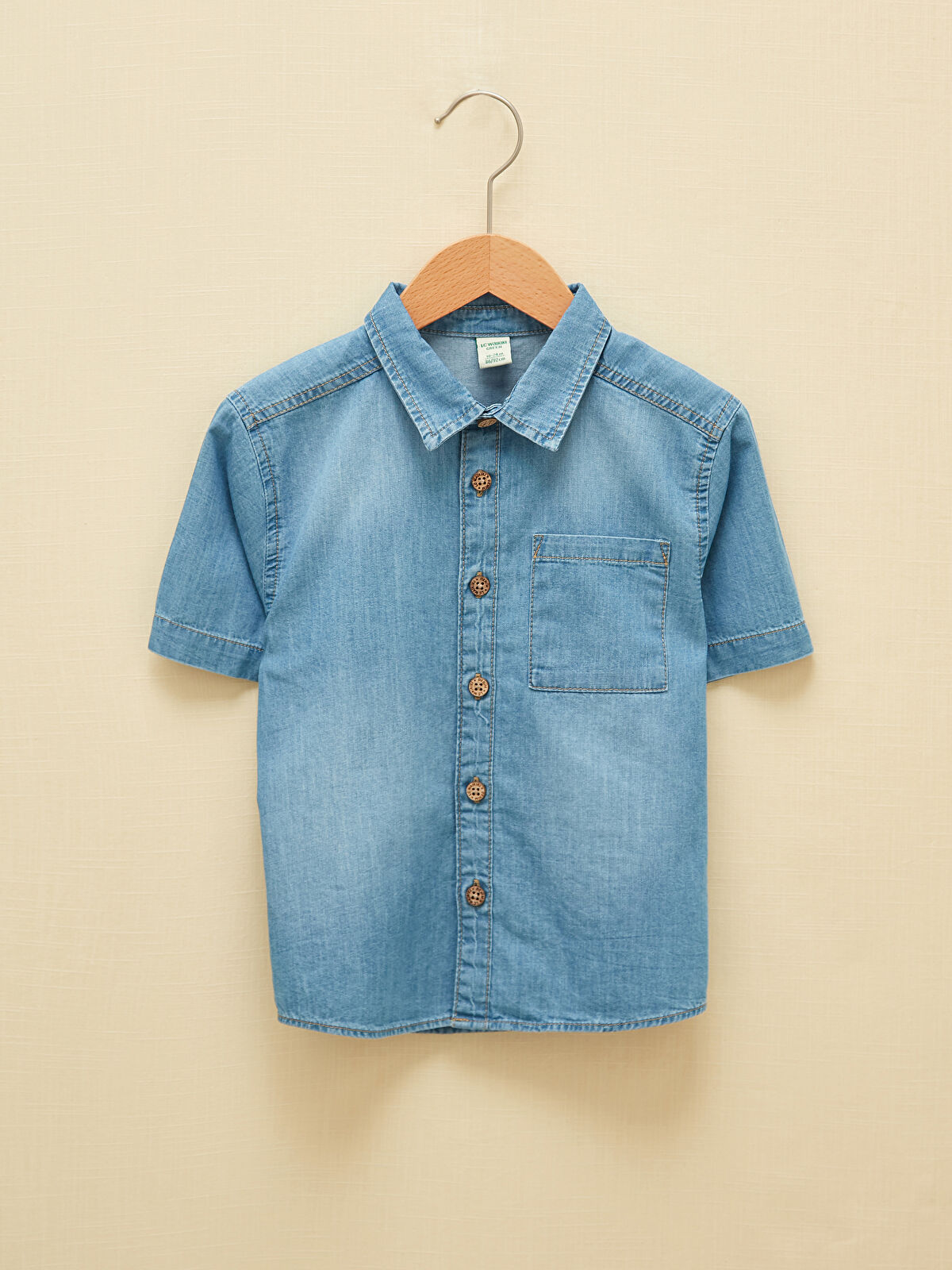 LCW GREEN Kısa Kollu Basic Erkek Bebek Jean Gömlek