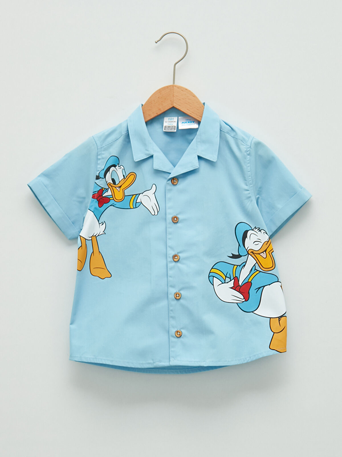 Kısa Kollu Donald Duck Baskılı Erkek Bebek Gömlek Kısa Kollu Donald Duck Baskılı Erkek Bebek Gömlek