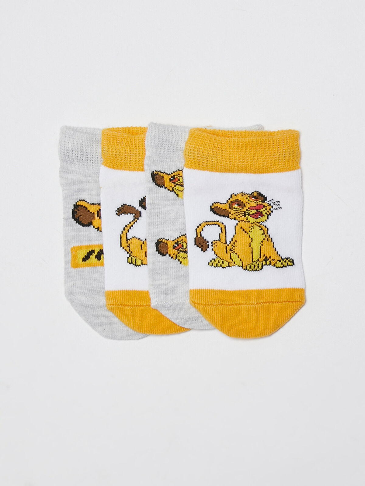 Aslan Kral Baskılı Erkek Bebek Patik Çorap 4'lü