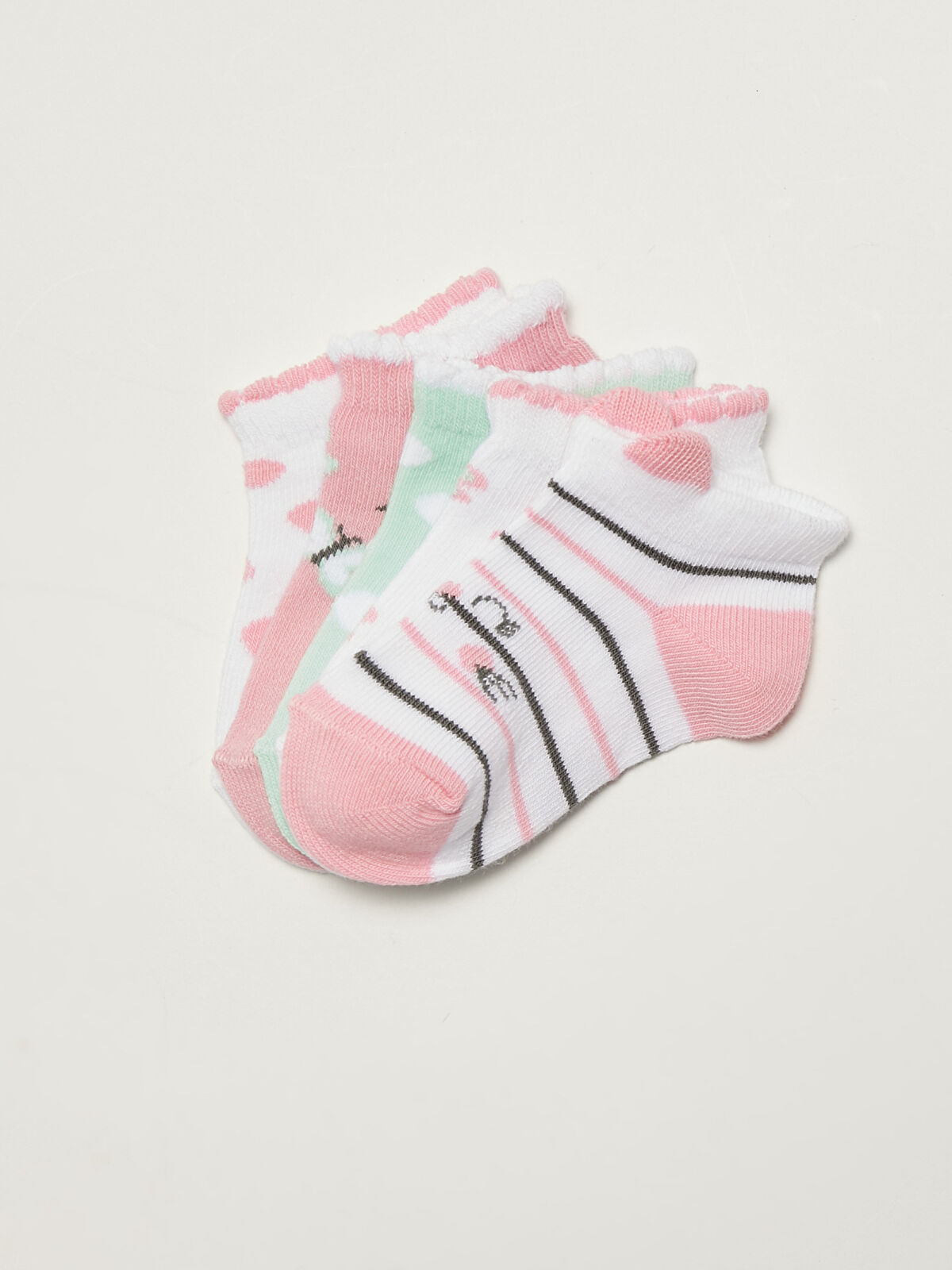 Desenli Kız Bebek Patik Çorap 5'li
