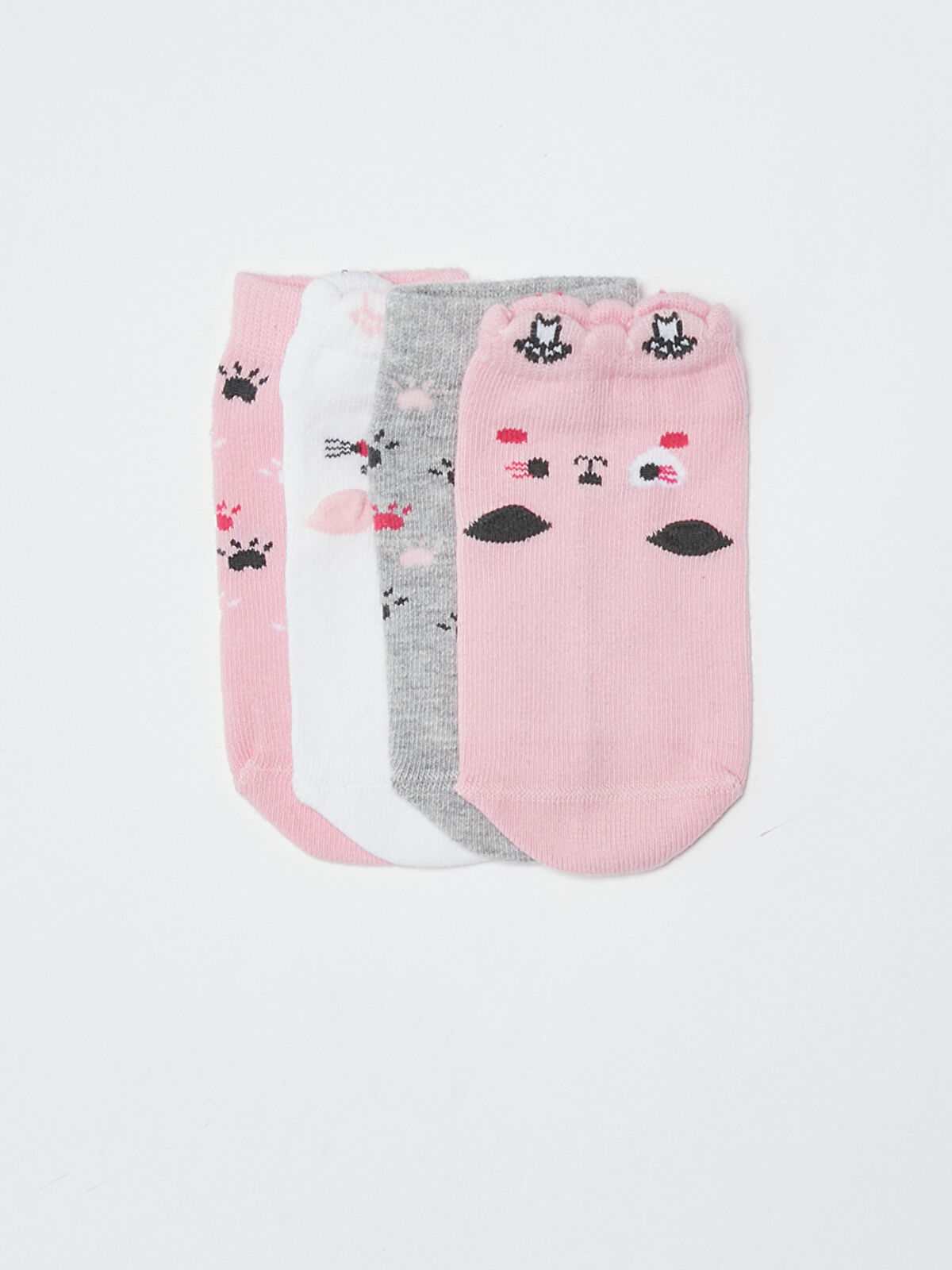 Desenli Kız Bebek Patik Çorap 4'lü