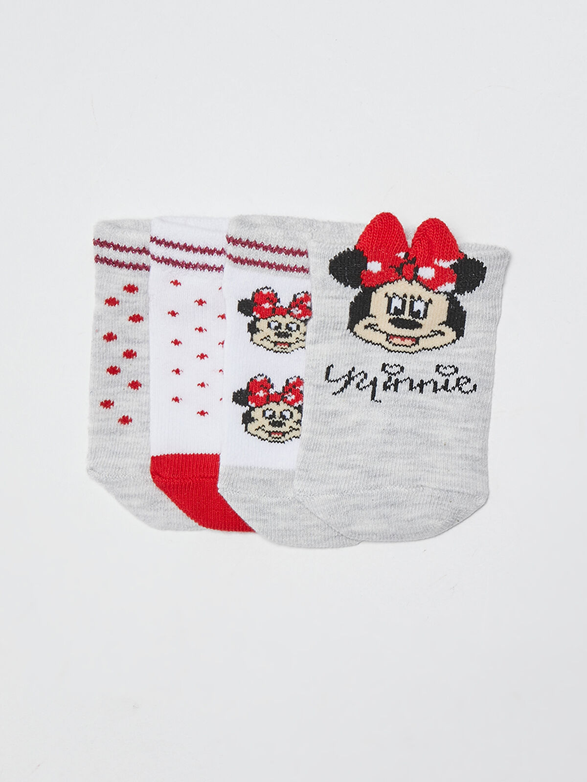 Minne Mouse Baskılı Kız Bebek Patik Çorap 4'lü