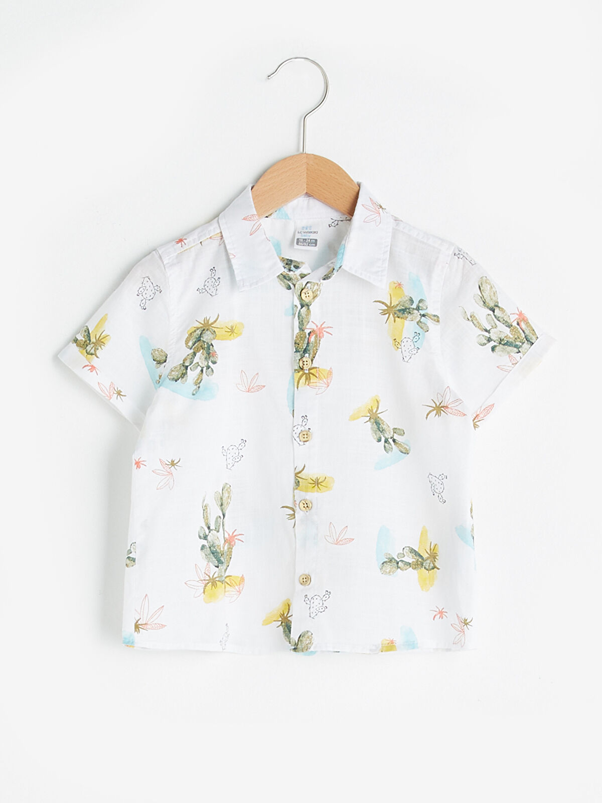 Kısa Kollu Desenli Poplin Erkek Bebek Gömlek