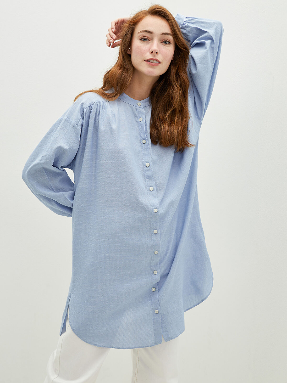 LCW CLASSIC Hakim Yaka Düz Uzun Kollu Pamuklu Kadın Tunik