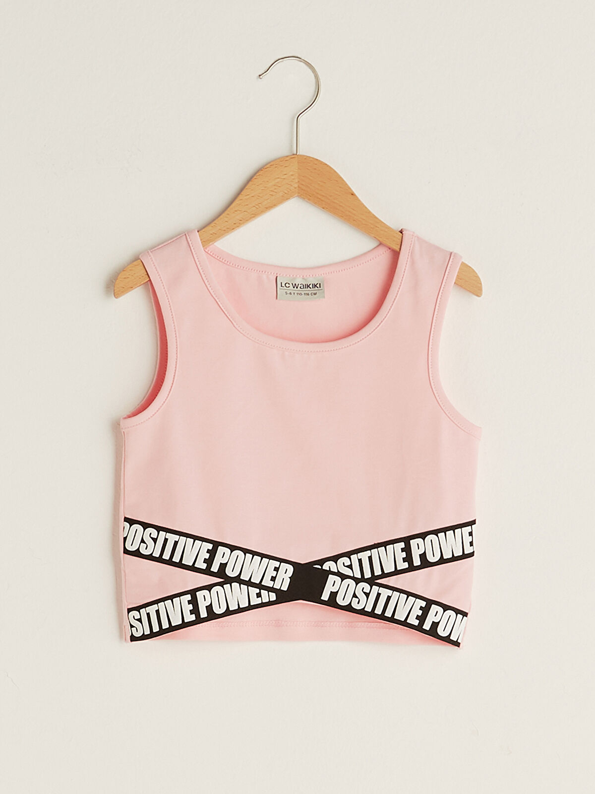 Bisiklet Yaka Slogan Yazı Baskılı Kız Çocuk Atlet