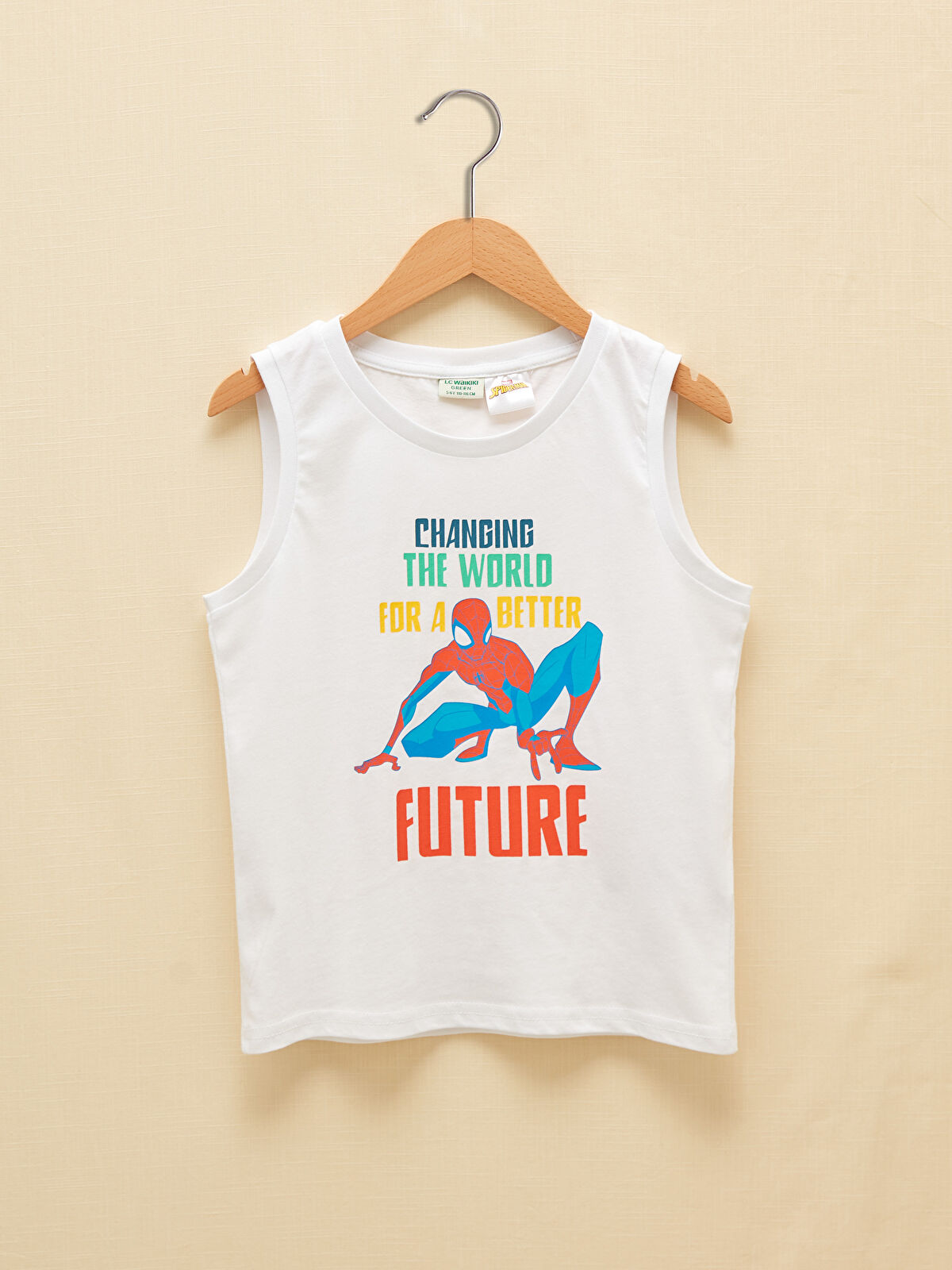 LCW GREEN Bisiklet Yaka Spiderman Baskılı Erkek Çocuk Atlet