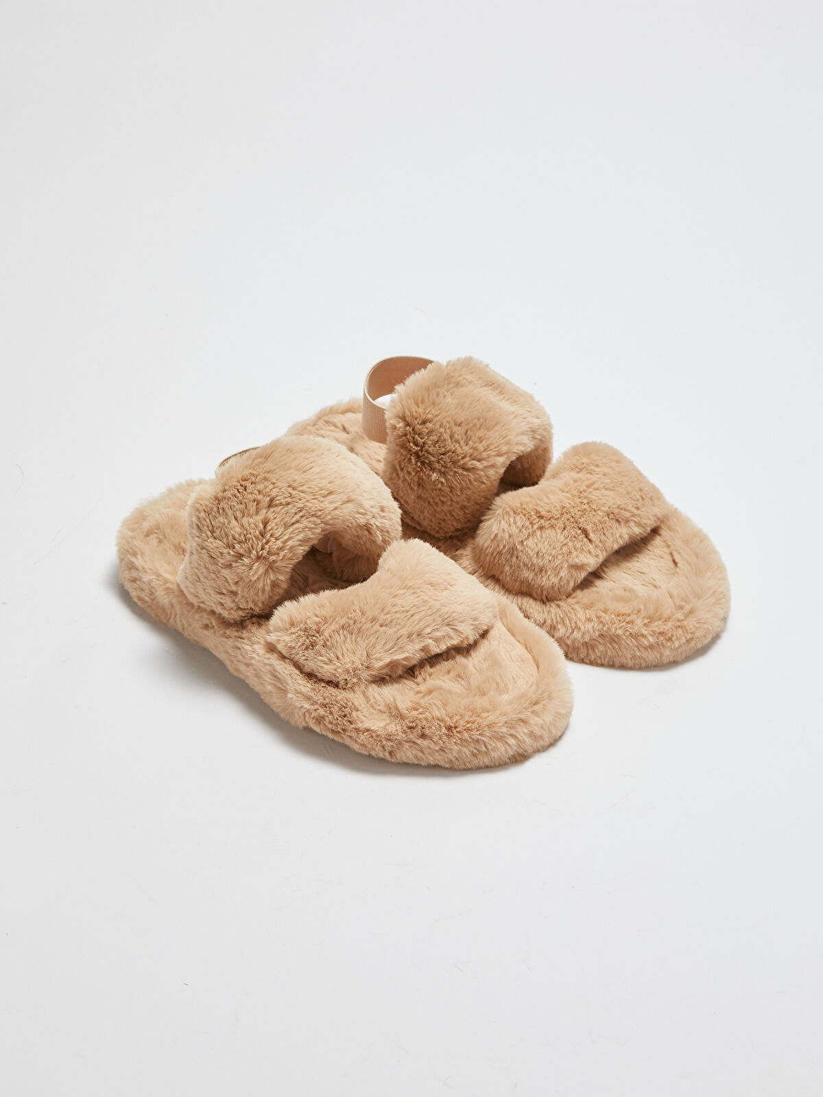 Pelüş Çift Bantlı Kadın Ev Terliği