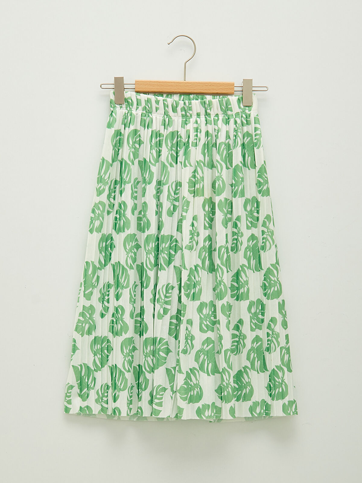 Beli Lastikli Desenli Geniş Paça Pileli Kız Çocuk Pantolon