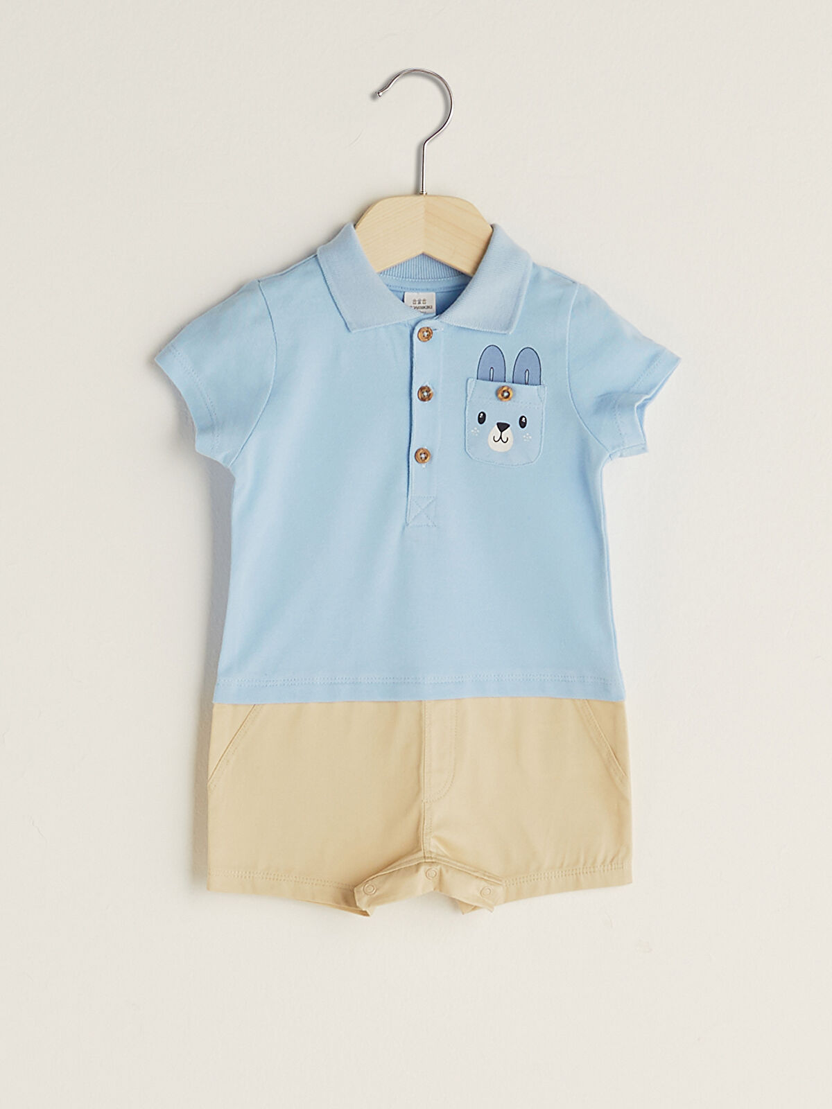 Polo Yaka Kısa Kollu Erkek Bebek Tulum
