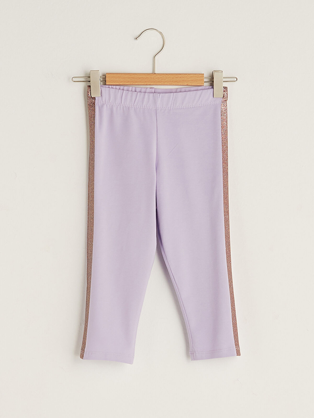 Beli Lastikli Yanları Şeritli Kız Çocuk 3/4 Boy Tayt