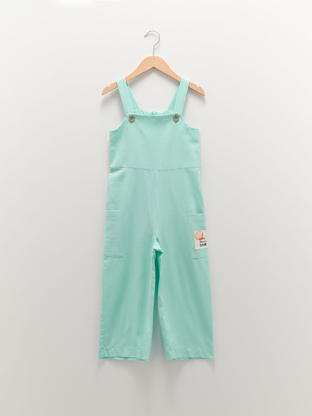 Kare Yaka Basic Askılı Pamuklu Kız Çocuk Tulum