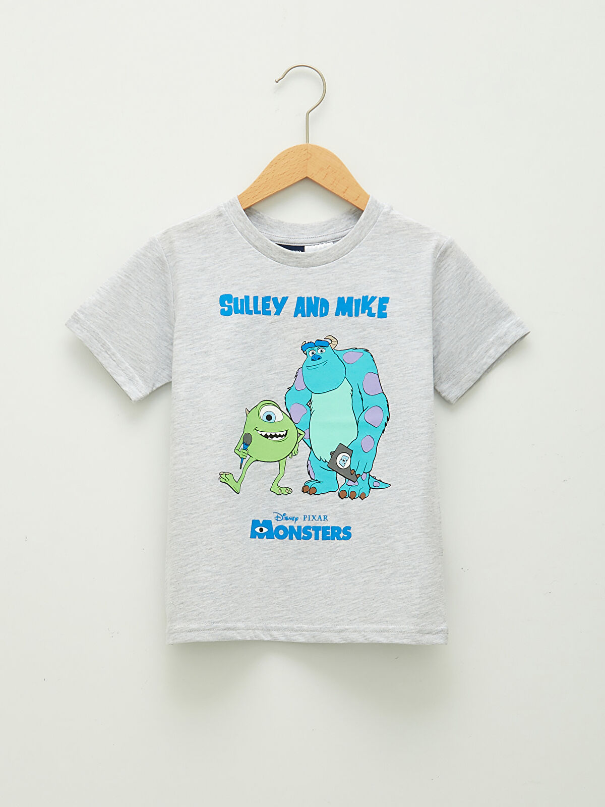 Bisiklet Yaka Sevimli Canavarlar Baskılı Kısa Kollu Erkek Çocuk Tişört