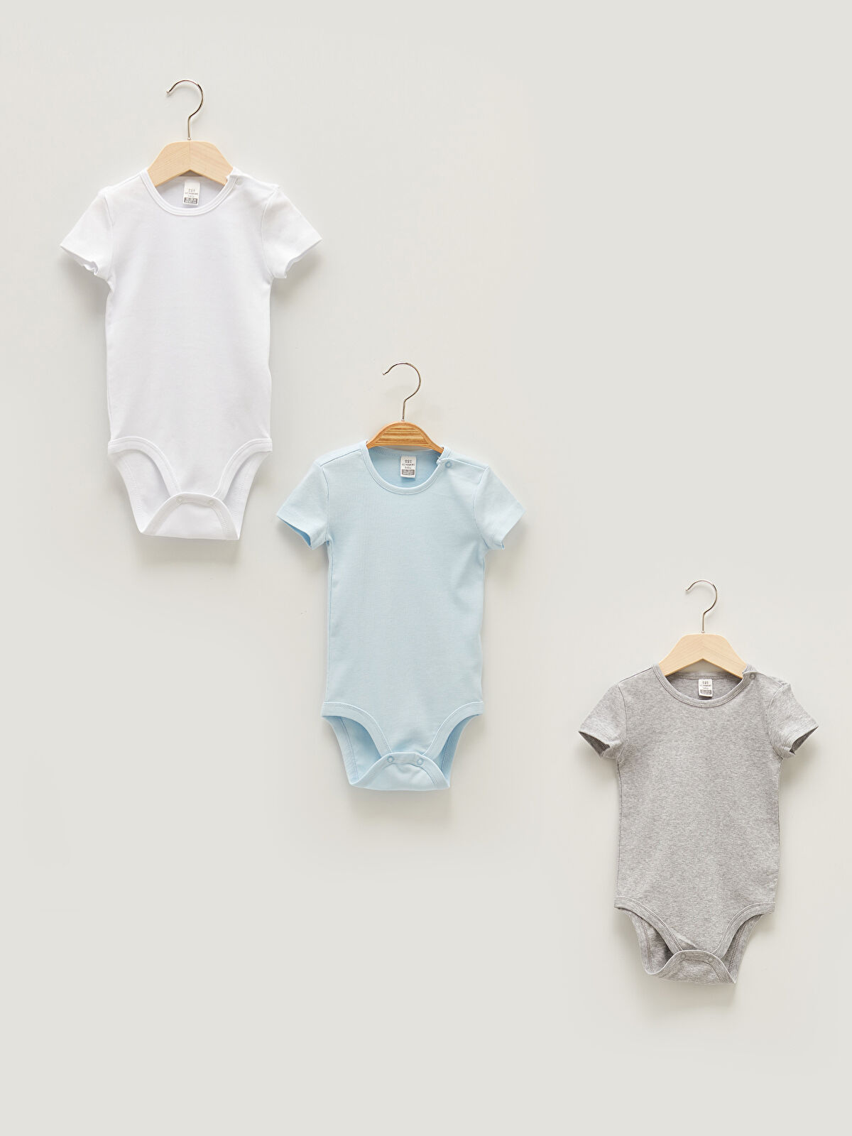 Bisiklet Yaka Kısa Kollu Unisex Bebek Çıtçıtlı Body 3'lü