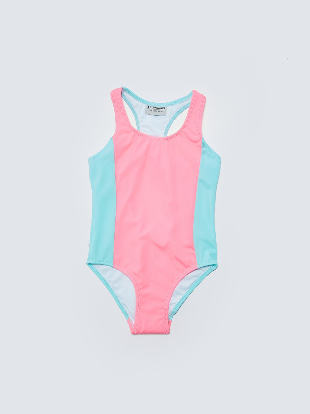 Esnek Kumaştan Renk Bloklu Kız Çocuk Mayo