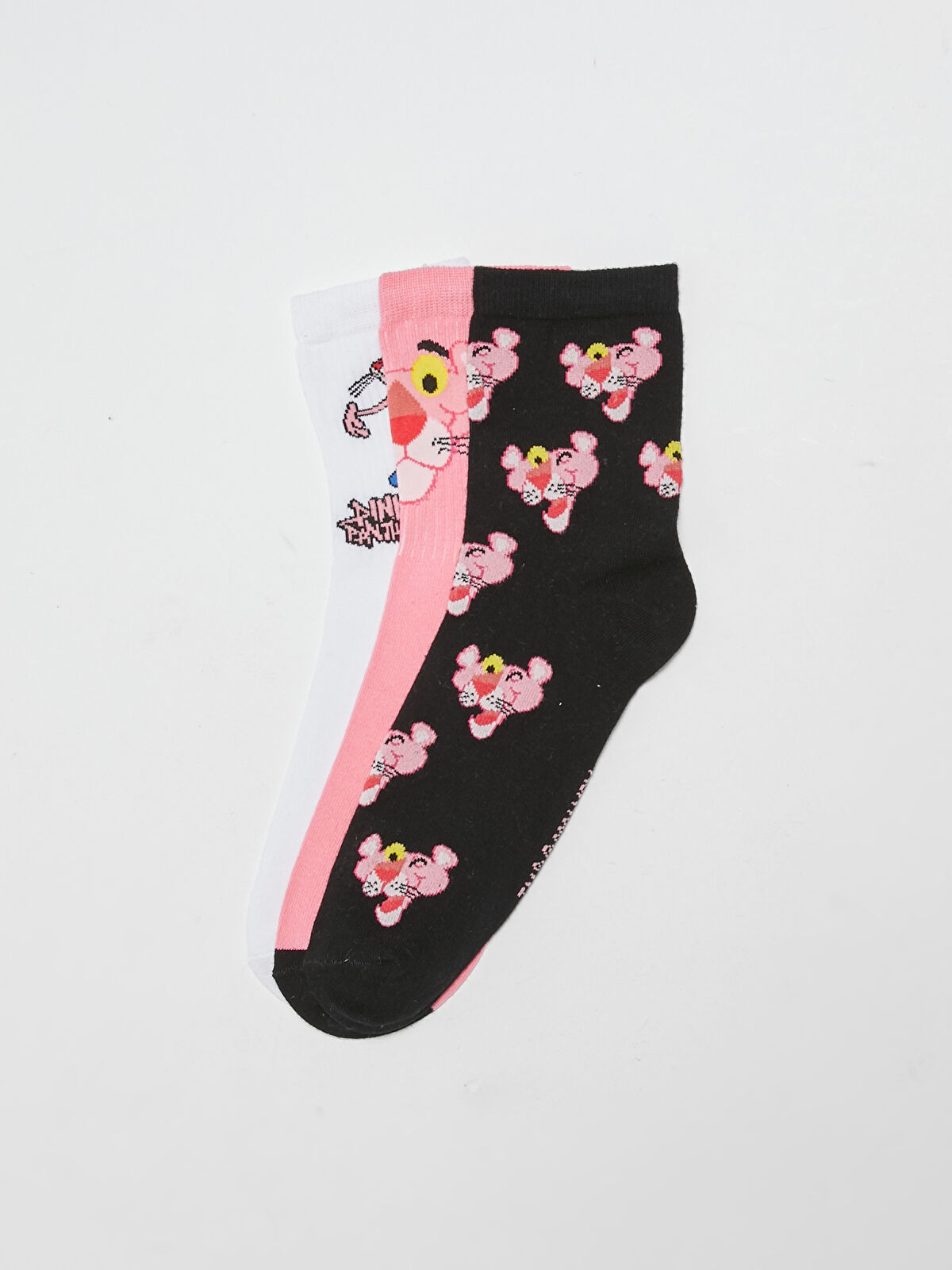 Pembe Panter Baskılı Erkek Soket Çorap 3'lü