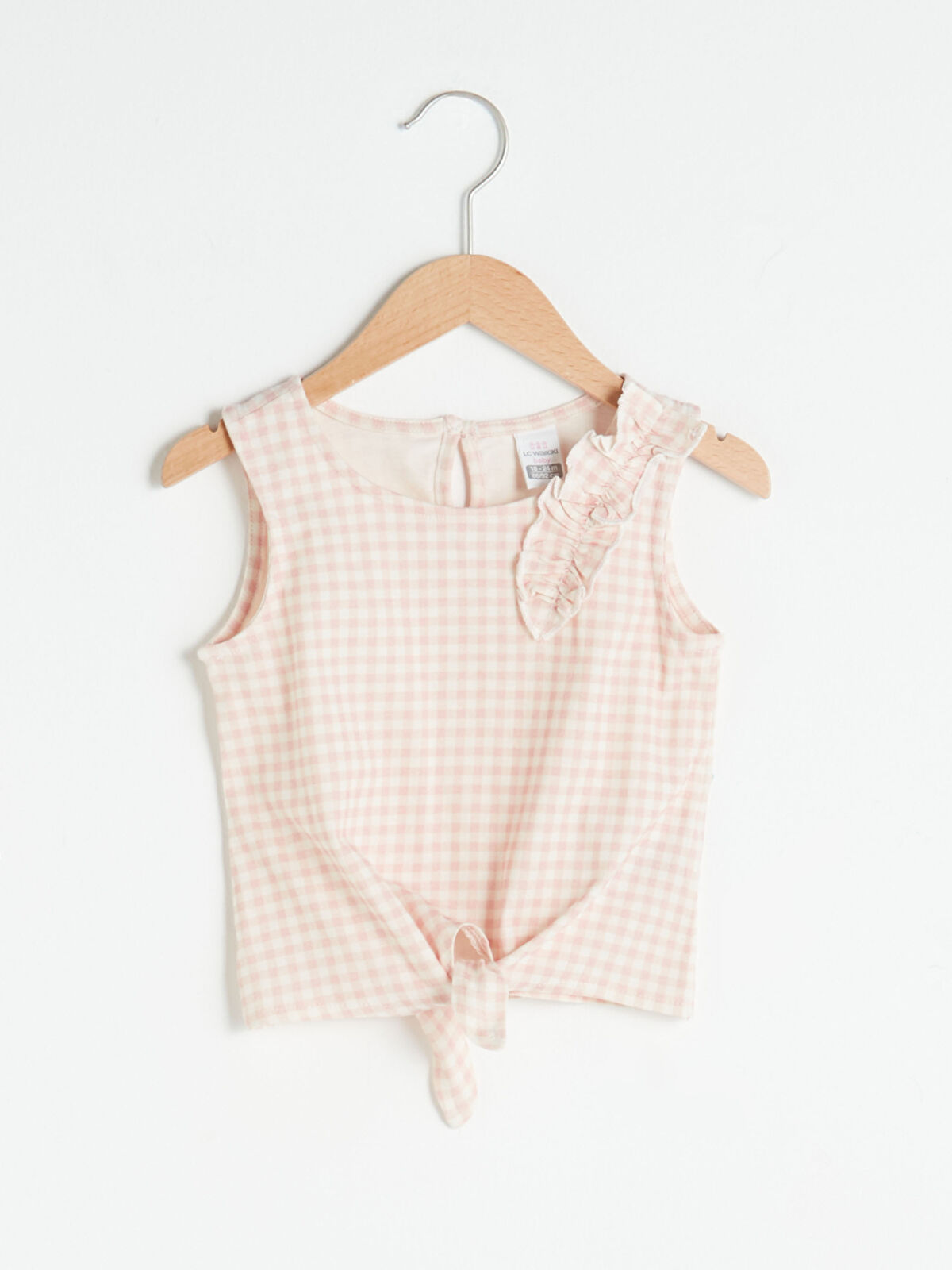 Bisiklet Yaka Ekose Baskılı Kız Bebek Atlet