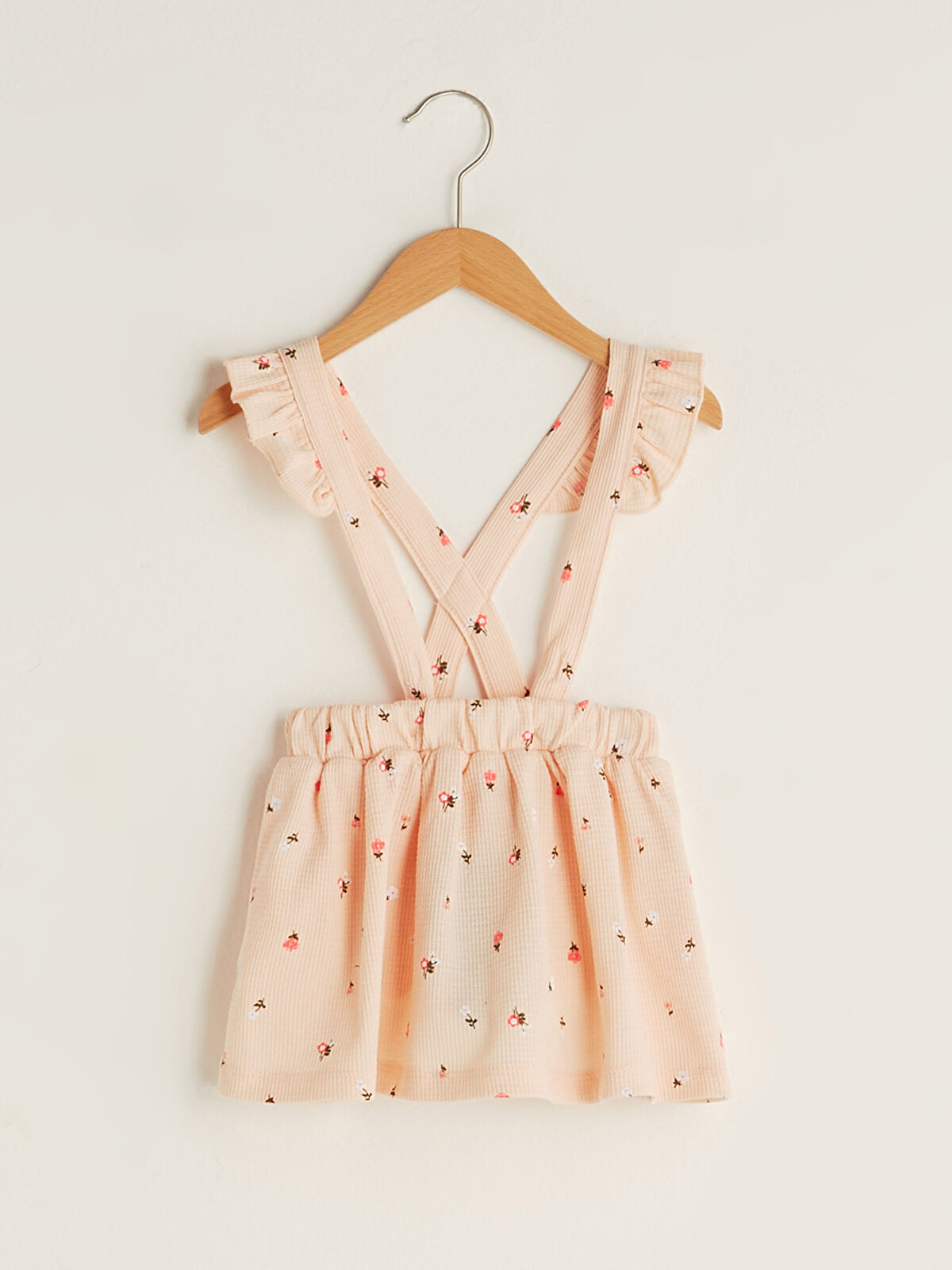 Desenli Askı Detaylı Kız Bebek Elbise