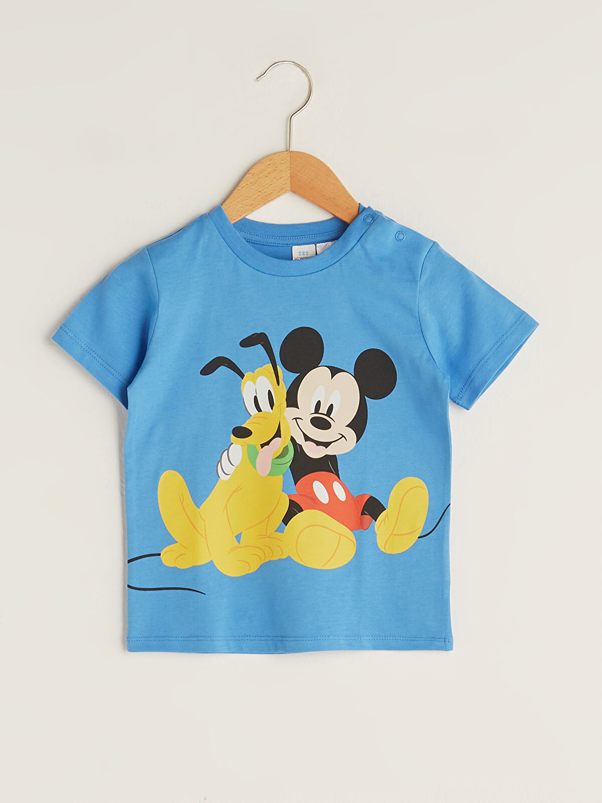 Bisiklet Yaka Kısa Kollu Disney Baskılı Pamuklu Erkek Bebek Tişört