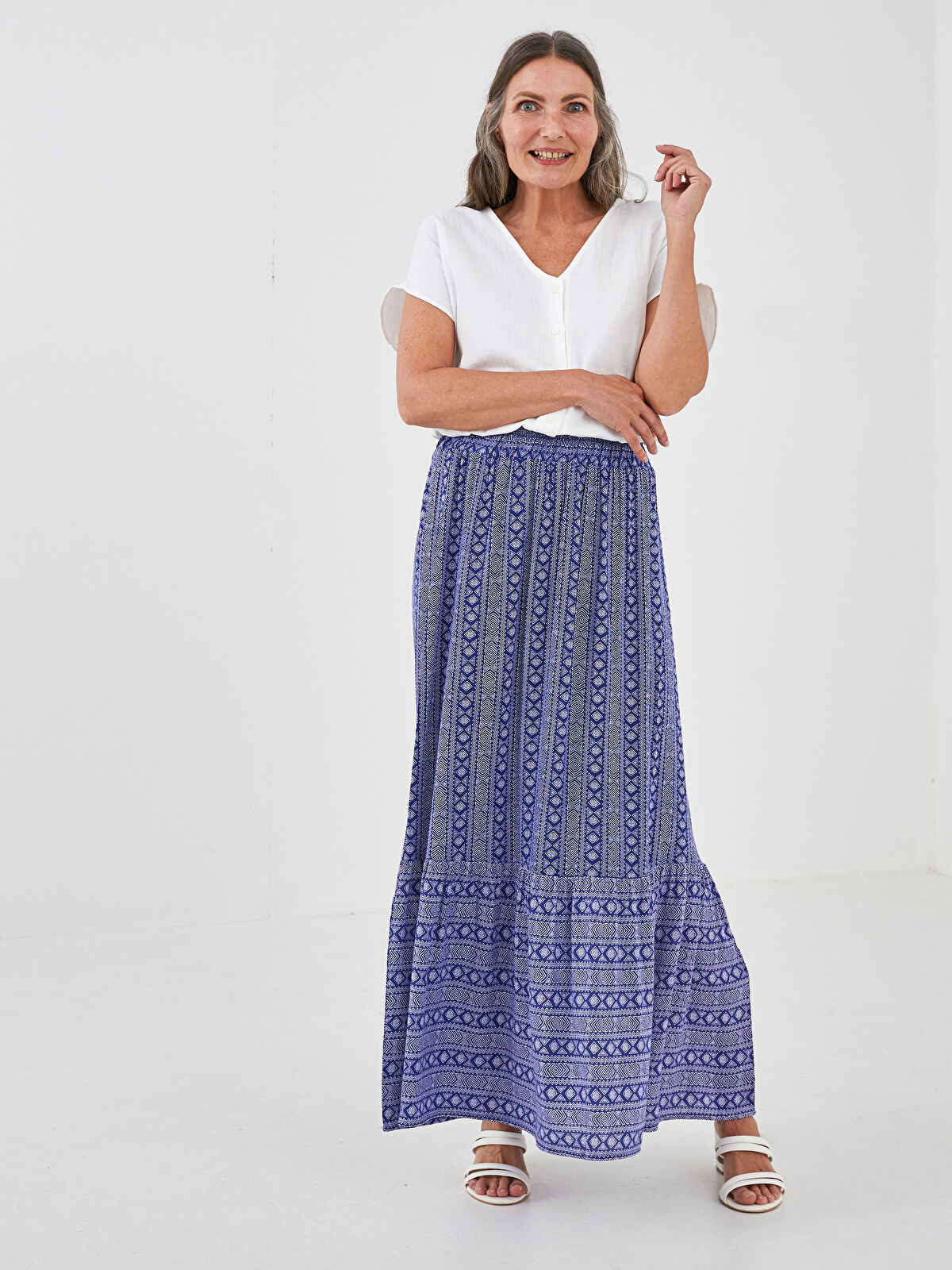 LCW GRACE Beli Lastikli Bol Fit Desenli Krinkle Kumaş Kadın Kloş Etek LCW GRACE Beli Lastikli Bol Fit Desenli Krinkle Kumaş Kadın Kloş Etek