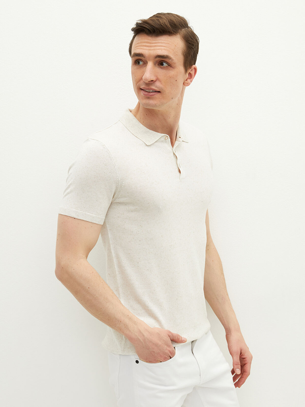 LCW VISION Polo Yaka Kısa Kollu İnce Triko Kazak