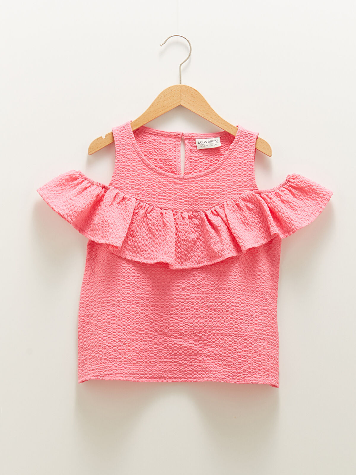 Bisiklet Yaka Fırfır Detaylı Kısa Kollu Omuzu Açık Kız Çocuk Bluz Bisiklet Yaka Fırfır Detaylı Kısa Kollu Omuzu Açık Kız Çocuk Bluz