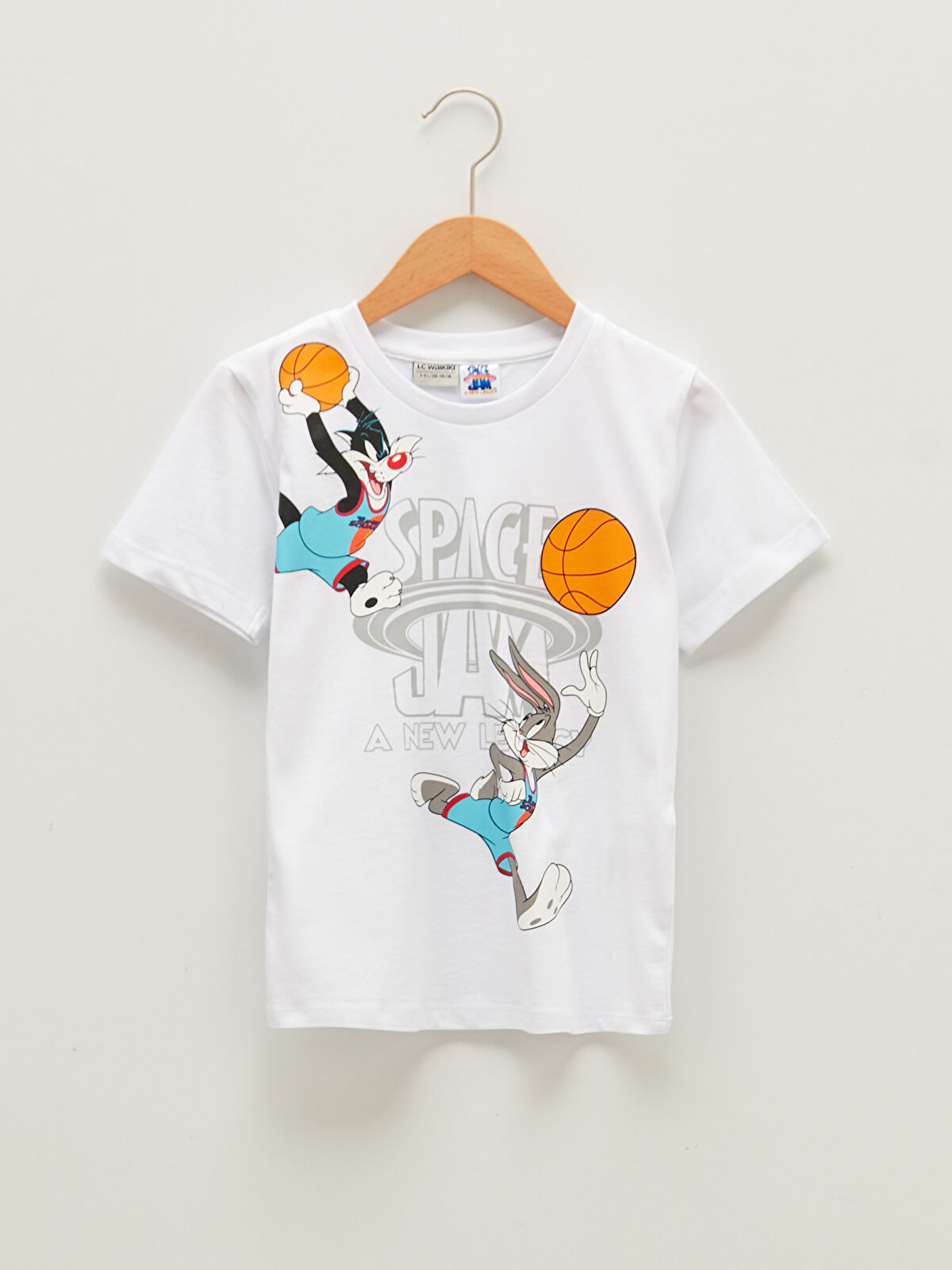 Bisiklet Yaka Space Jam Baskılı Kısa Kollu Erkek Çocuk Tişört