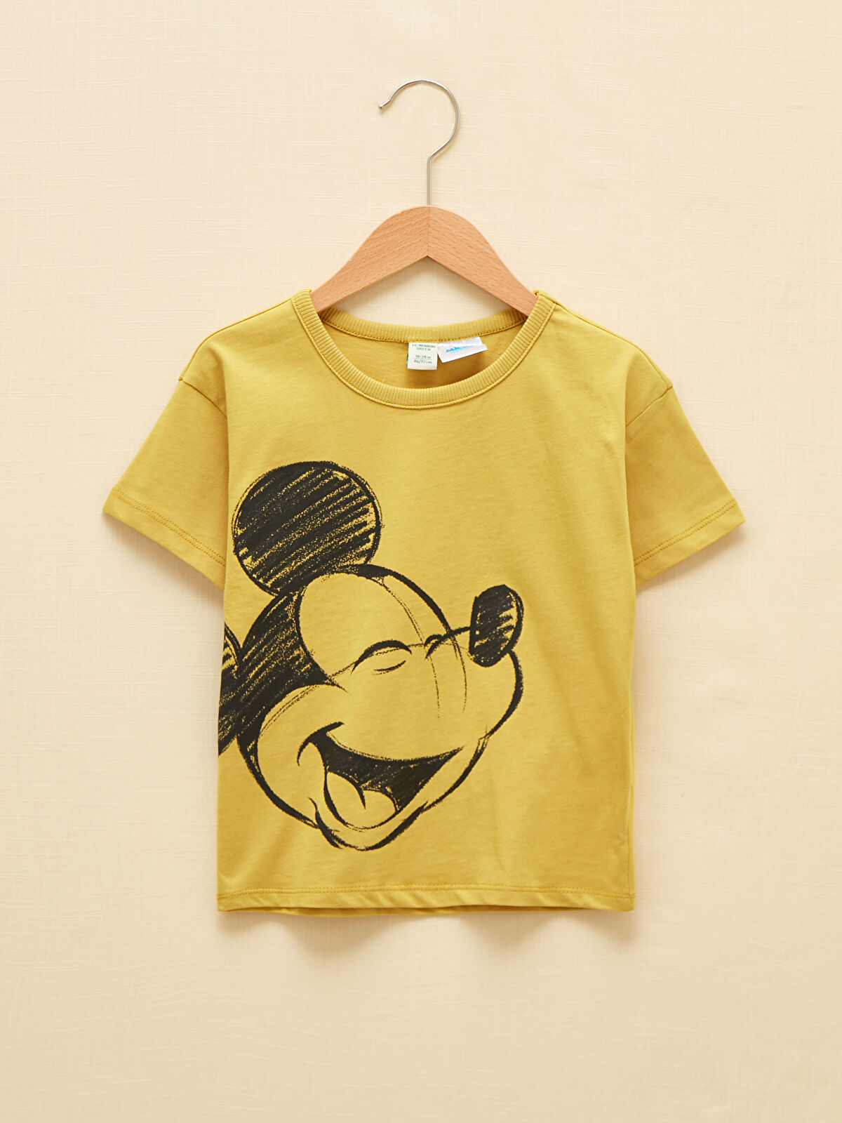 LCW GREEN Bisiklet Yaka Kısa Kollu Organik Mickey Mouse Baskılı Pamuklu Erkek Bebek Tişört