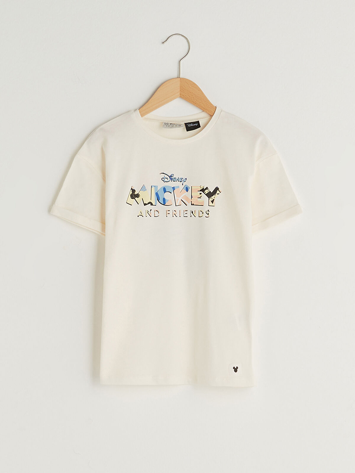 Bisiklet Yaka Mickey ve Arkadaşları Baskılı Kısa Kollu Kız Çocuk Tişört