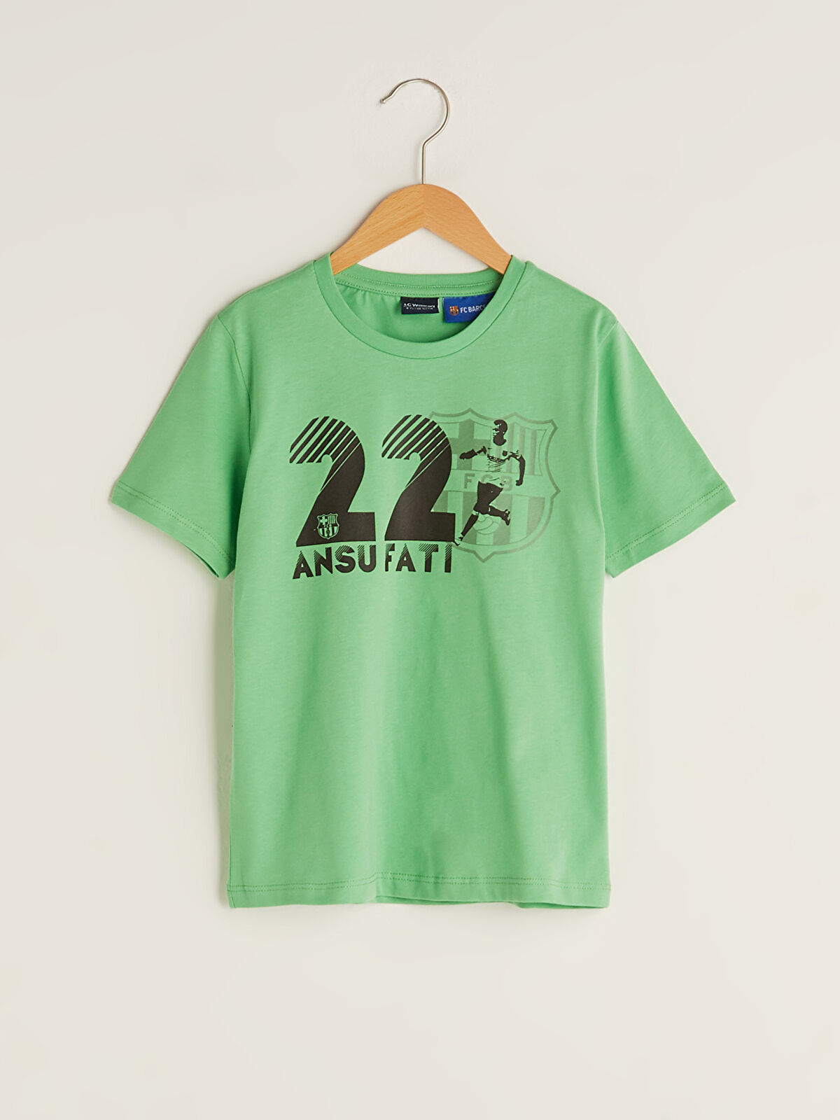 Bisiklet Yaka Barcelona Baskılı Kısa Kollu Erkek Çocuk Tişört