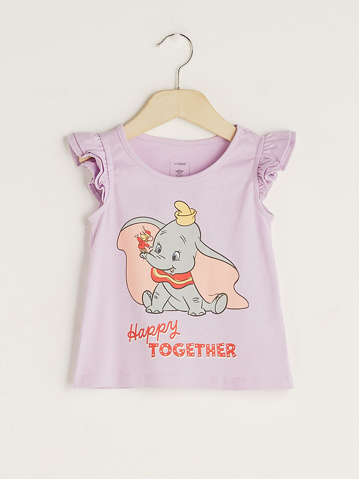Bisiklet Yaka Dumbo Baskılı Kız Bebek Tişört