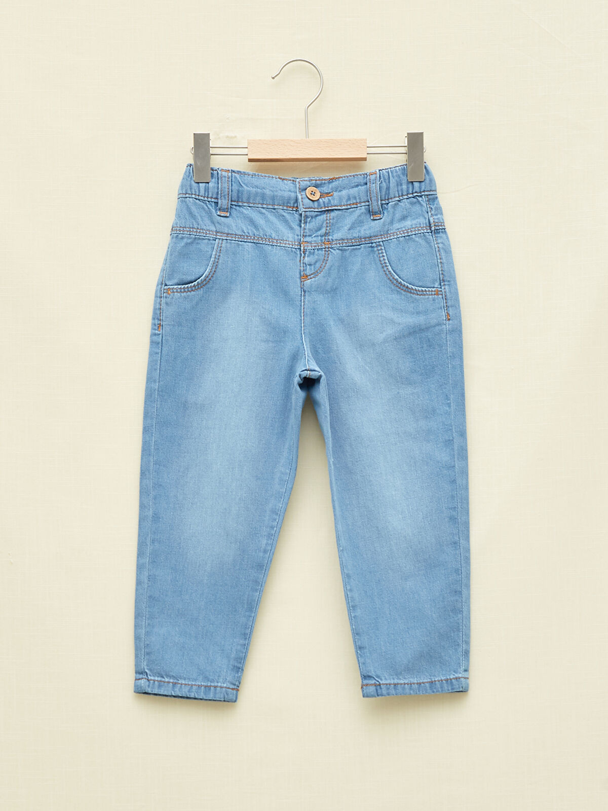 LCW GREEN Beli Lastikli Basic Kız Bebek Jean Pantolon