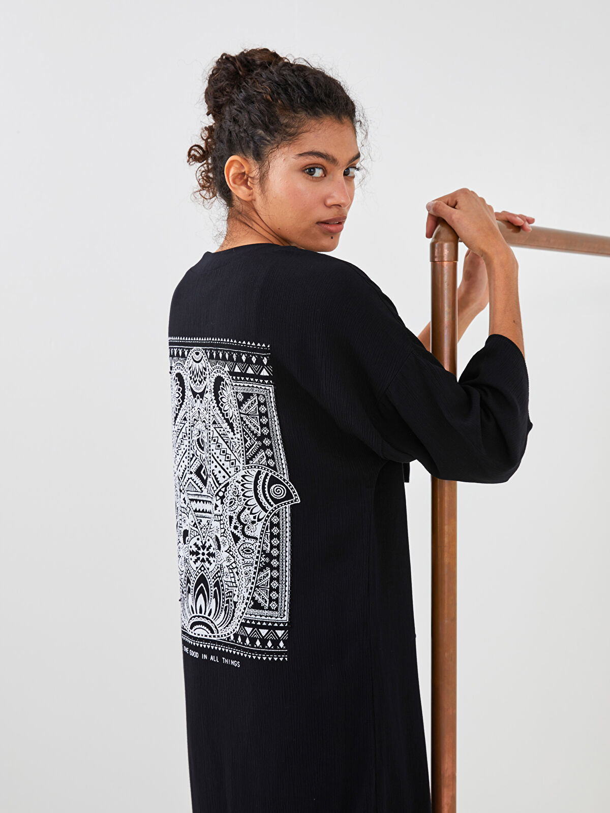 LCW CASUAL Şal Yaka Baskılı Krinkle Kumaş Kadın Kimono